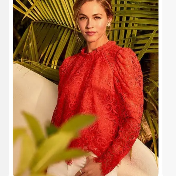 Lilly Pulitzer | Tops | Lilly Pulitzer Nwt Averi Long Sleeve Lace Ruby ...